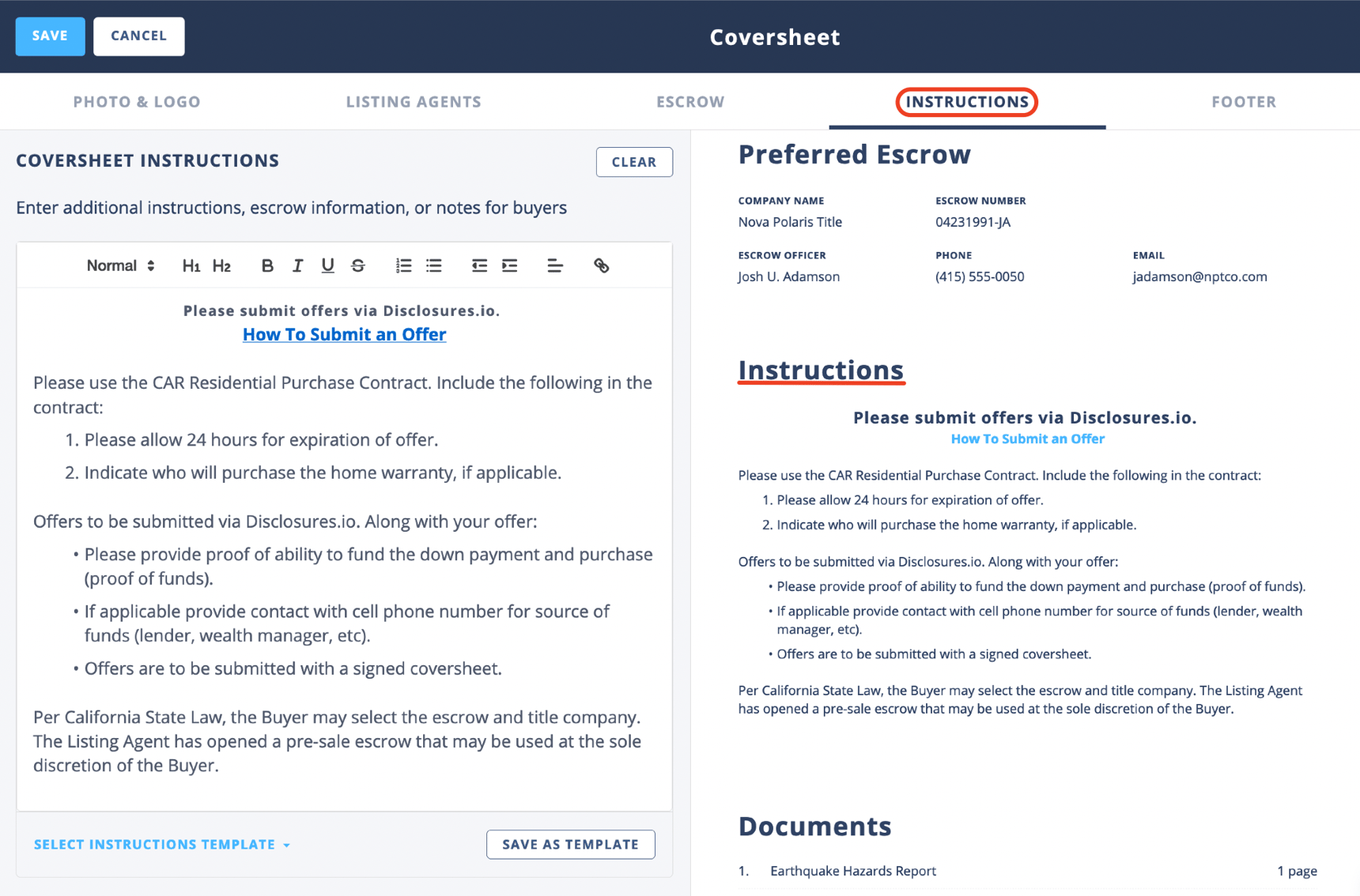 How to Edit Your Coversheet