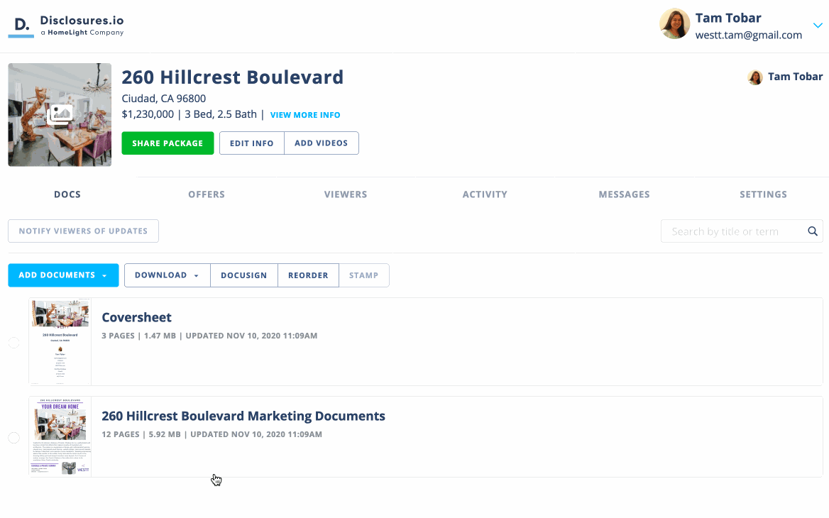 Edit the Documents in Your Property Package
