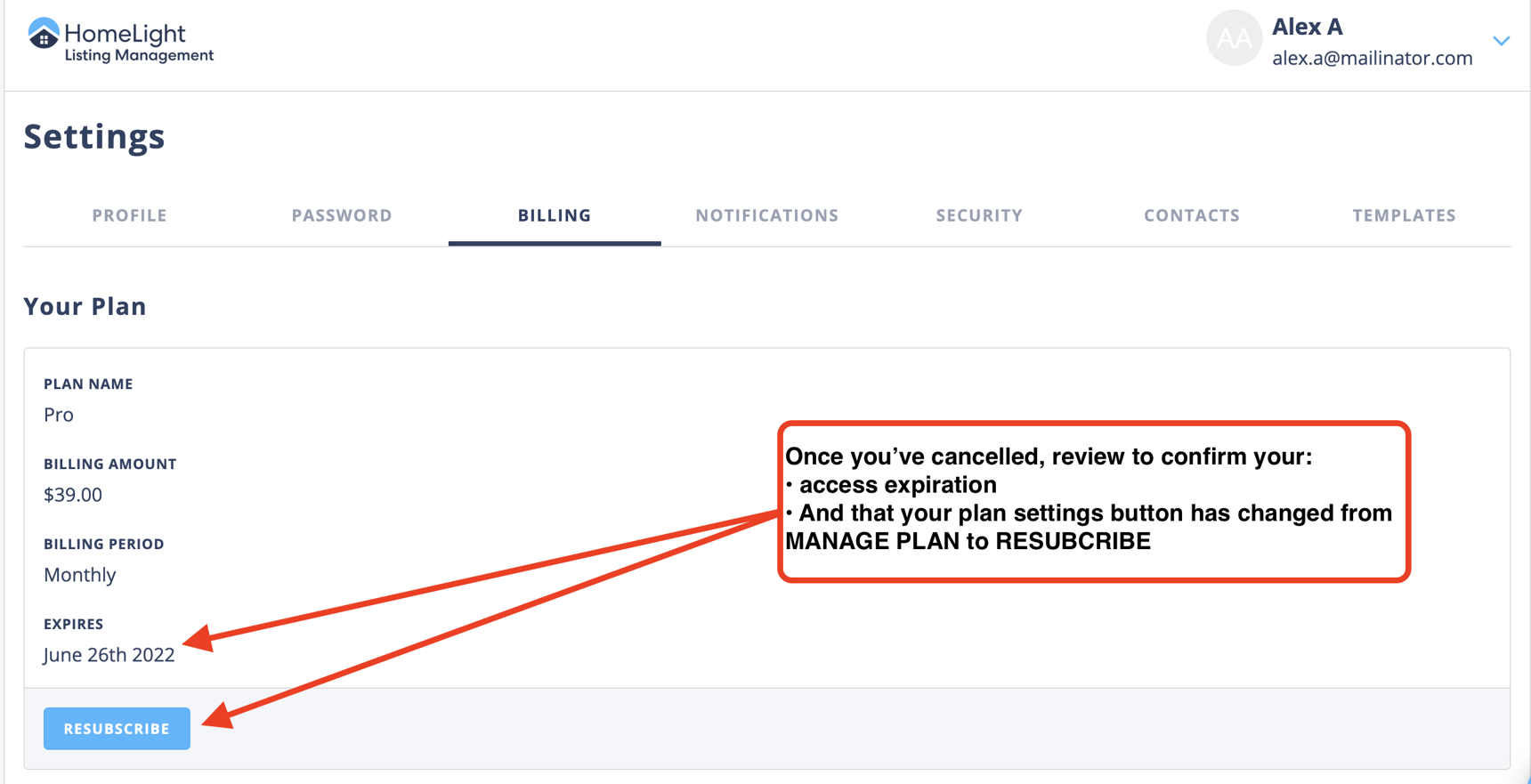 How do I stop my HLM Pro Subscription?